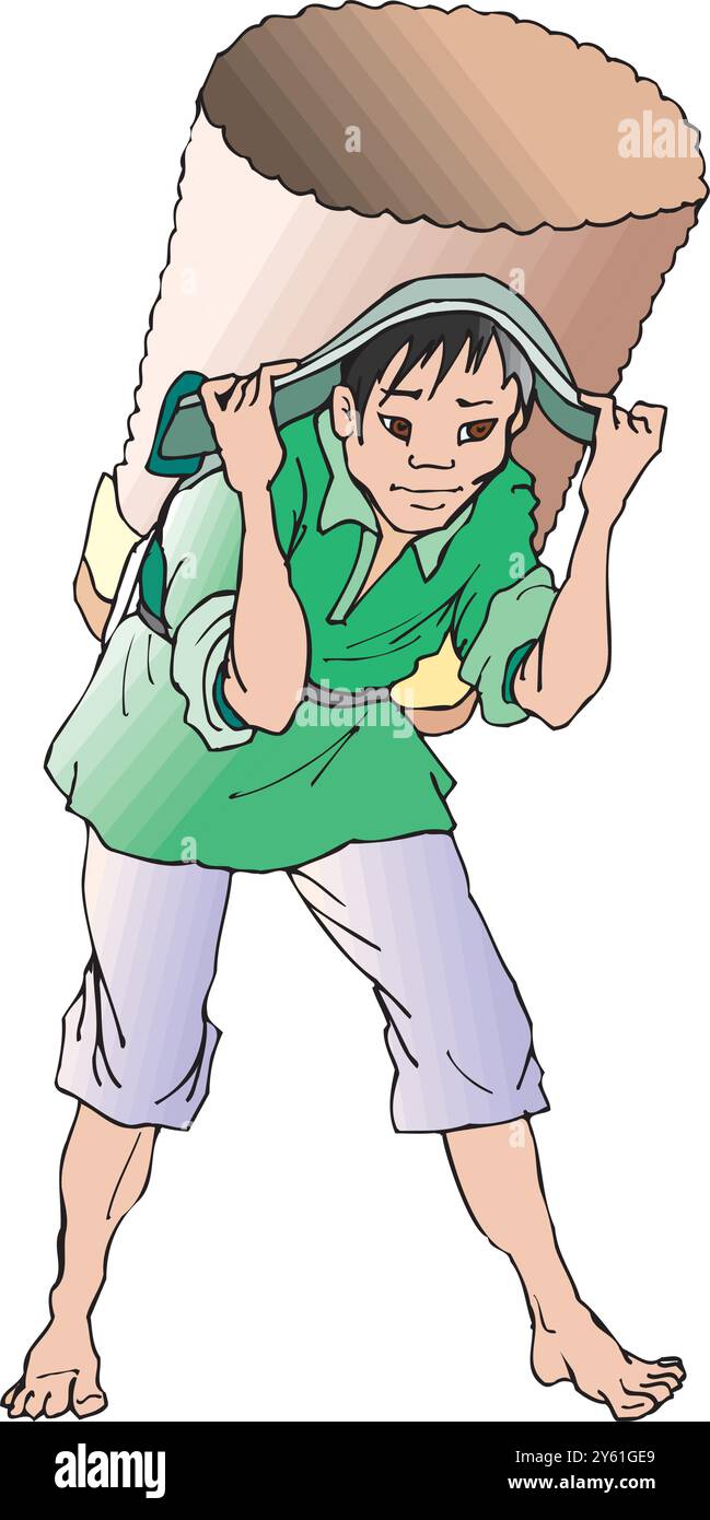 man Farmer carrying a bag of rice vector design illustration Stock ...