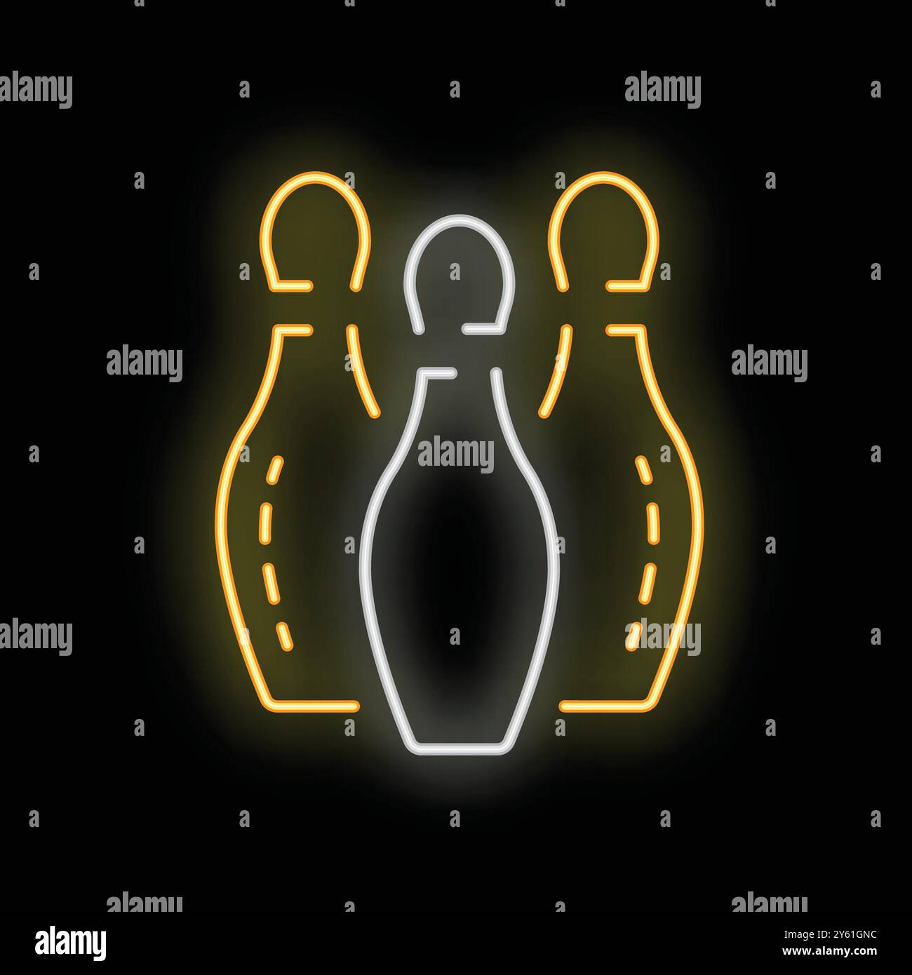 Bowling pins neon sign on black background with copy space Stock Vector ...
