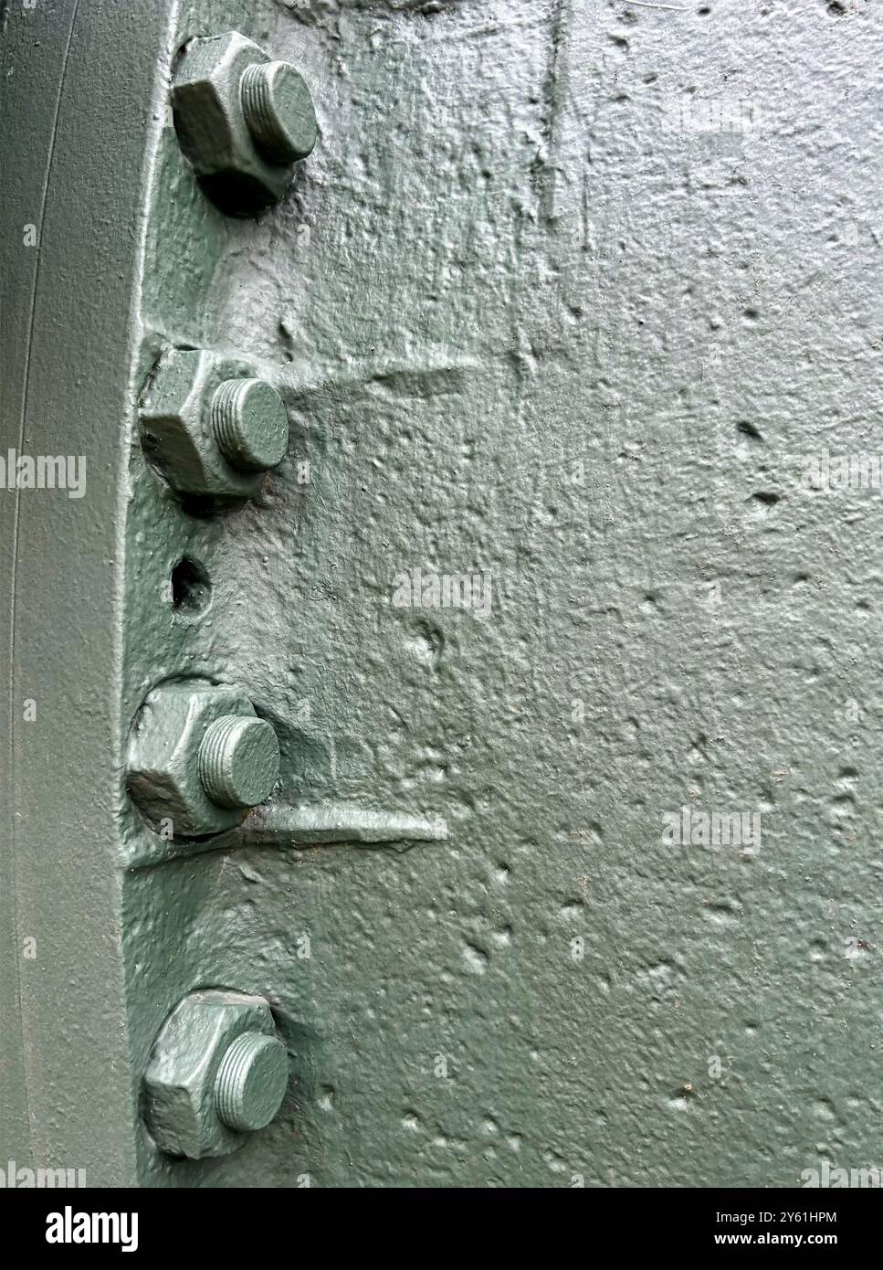 Large bolts and nuts on a technical installation of the storage power ...