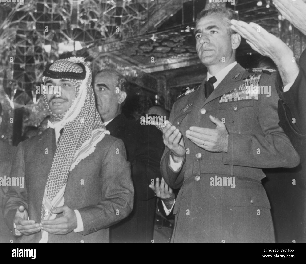 KING HUSSEIN OF JORDAN WITH THE SHAH OF PERSIA AT PRAYER 13 APRIL 1960 ...