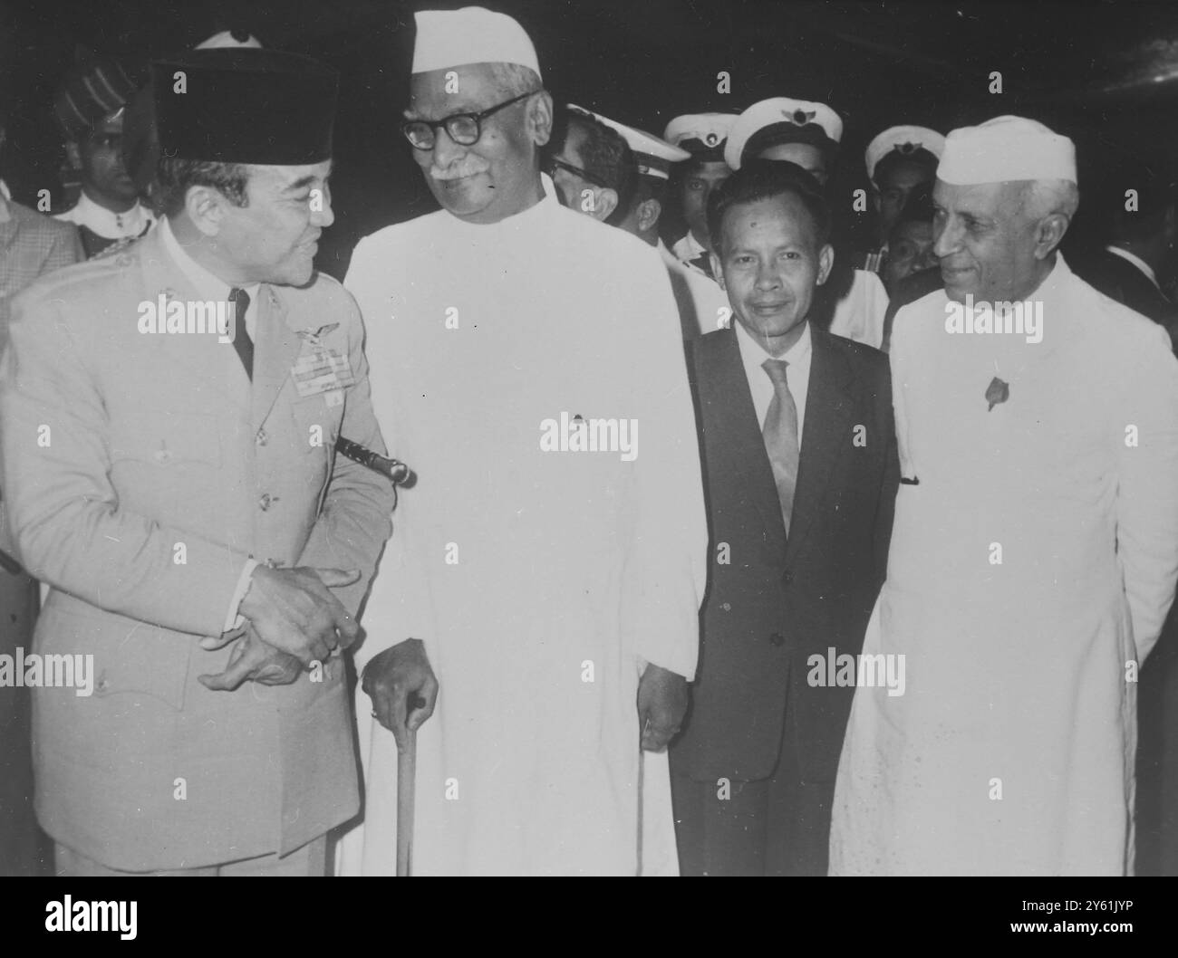 DR SUKARNO IS MET BY PRESIDENT RAJENDRA PRASAD AND JAWARHALAL NEHRU 3 ...