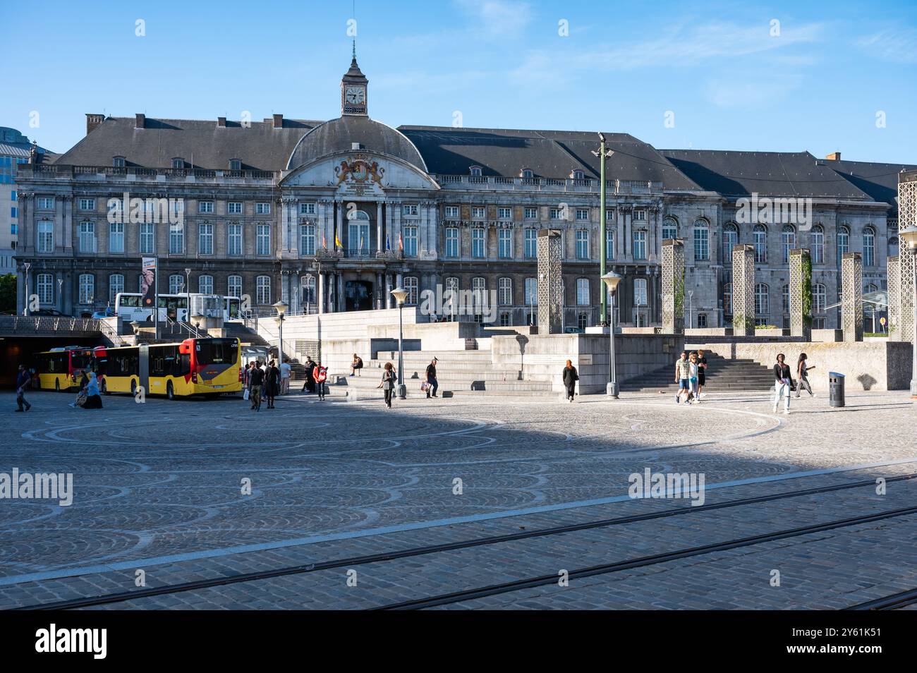 Liège, Belgium, AUG 10, 2024 - The Place Saint Lambert, an old town ...