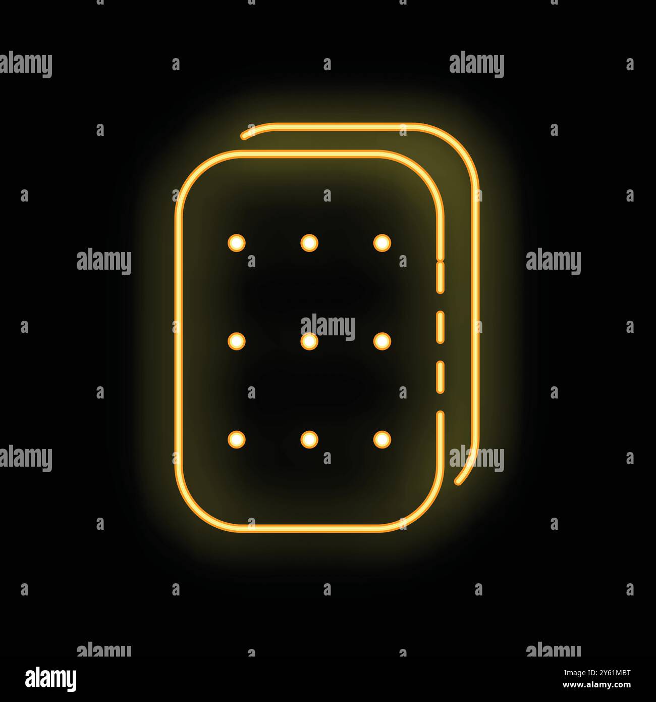 Yellow neon sign depicting two crackers glowing on black background ...