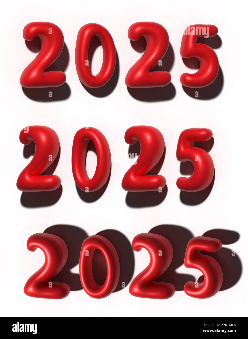 Red numbers 2025 with shadow on isolated background, 3D rendering ...