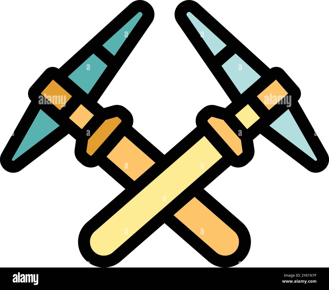Crossed pickaxes forming mining industry symbol representing hard work ...