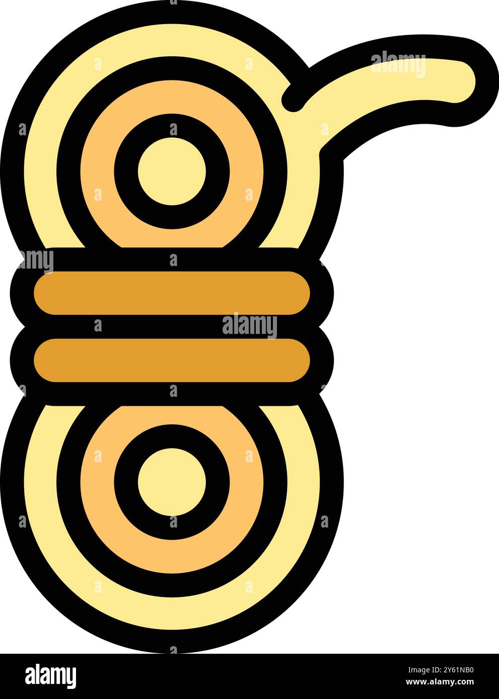 Cartoon style icon of a figure eight knot, a common climbing knot, is ...