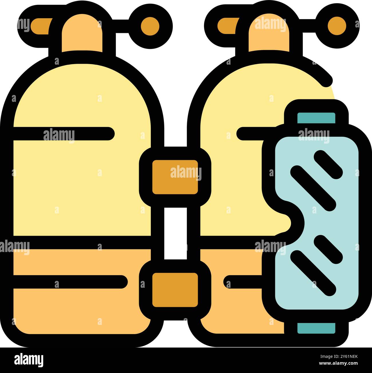 Scuba diving equipment icon, featuring two oxygen tanks connected and a ...