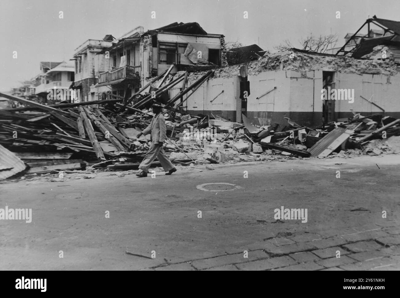 CYCLONE CAROLE CYCLONE DAMAGES PORT LOUIS 11 MARCH 1960 Stock Photo - Alamy