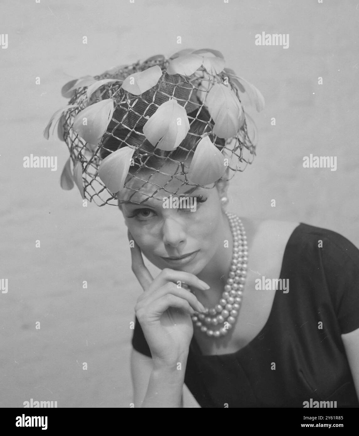 MODEL JOYCE IRVING WEARING A HONEYCOMBW STYLE HAT DESIGNED BY CRAWFORD ...