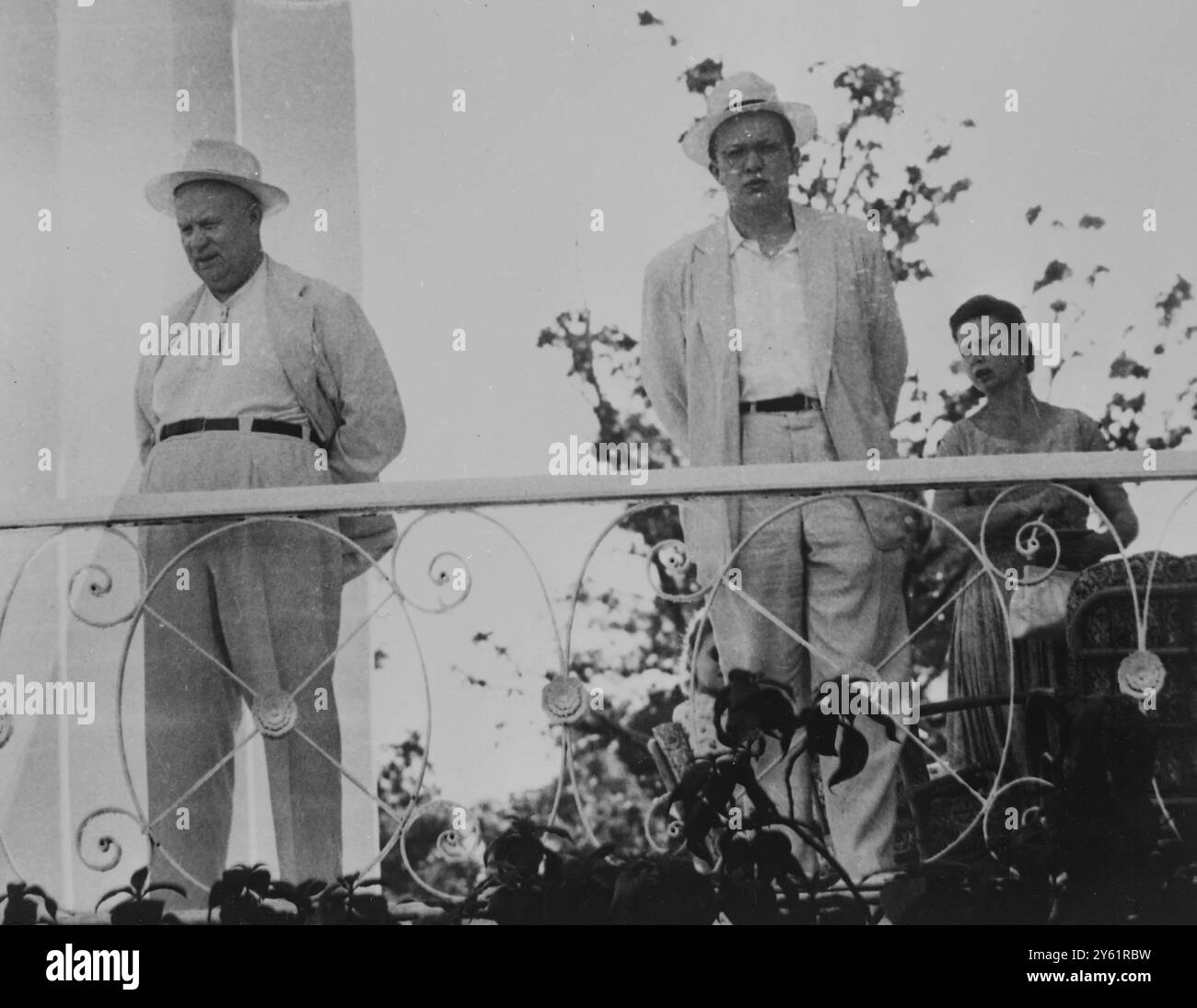 NIKITA KHRUSHCHEV WITH HIS SON SERGEI KHRUSHCHEV AT THE SUMMER PALACE ...