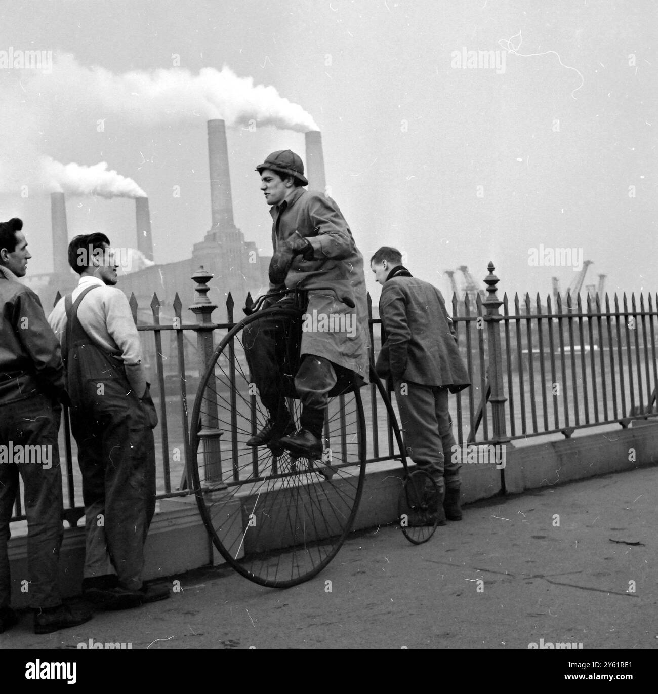 UNIVERSITY STUDENT TONY CLAPHAM RIDING A PENNY FARTHING BICYCLE 23 ...