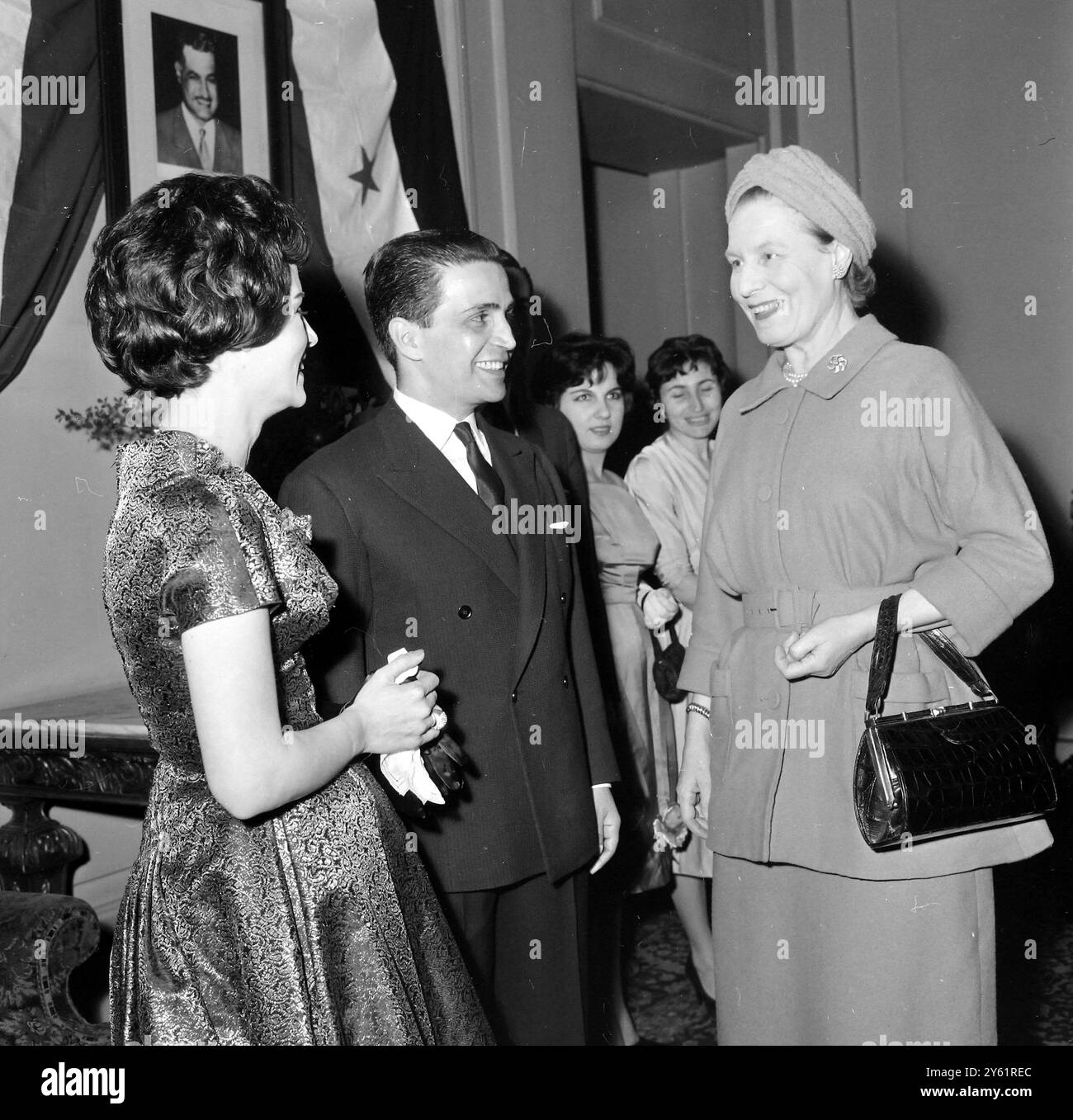 KHALID KHALIL AND HIS WIFE GREET DR SUMMERSKILL 22 FEBRUARY 1960 Stock ...