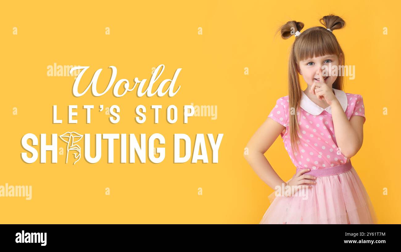 Banner for World Lets Stop Shouting Day with little girl showing ...