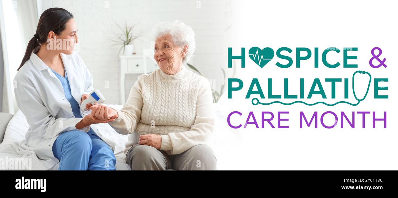 Awareness banner for Hospice and Palliative Care Month with nurse ...