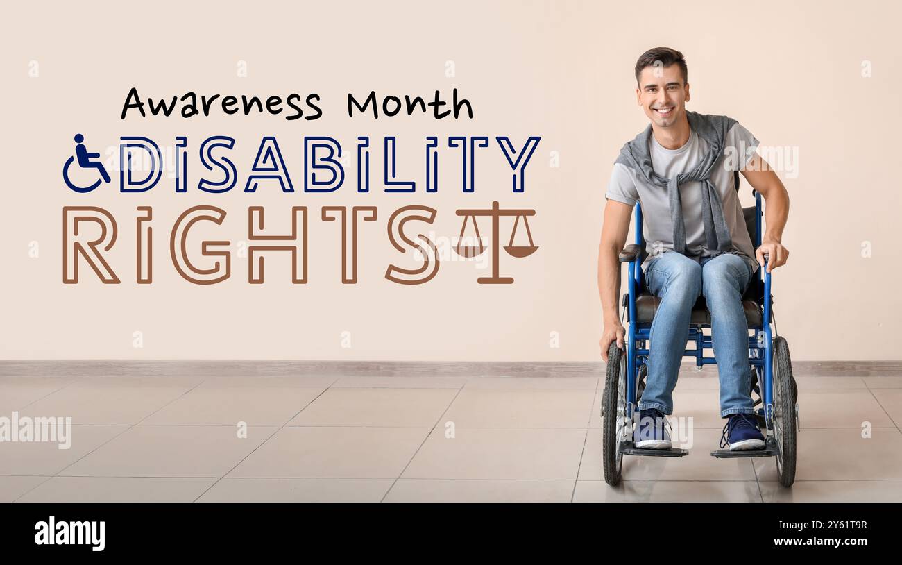 Banner for Disability Rights Awareness Month with young man in ...