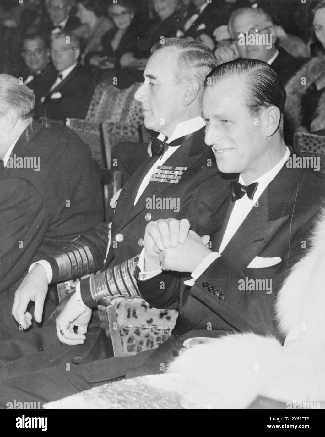 PRINCE PHILIP BESIDES HIS UNCLE EARL MOUNTBATTEN DURING THE PREMIER OF ...