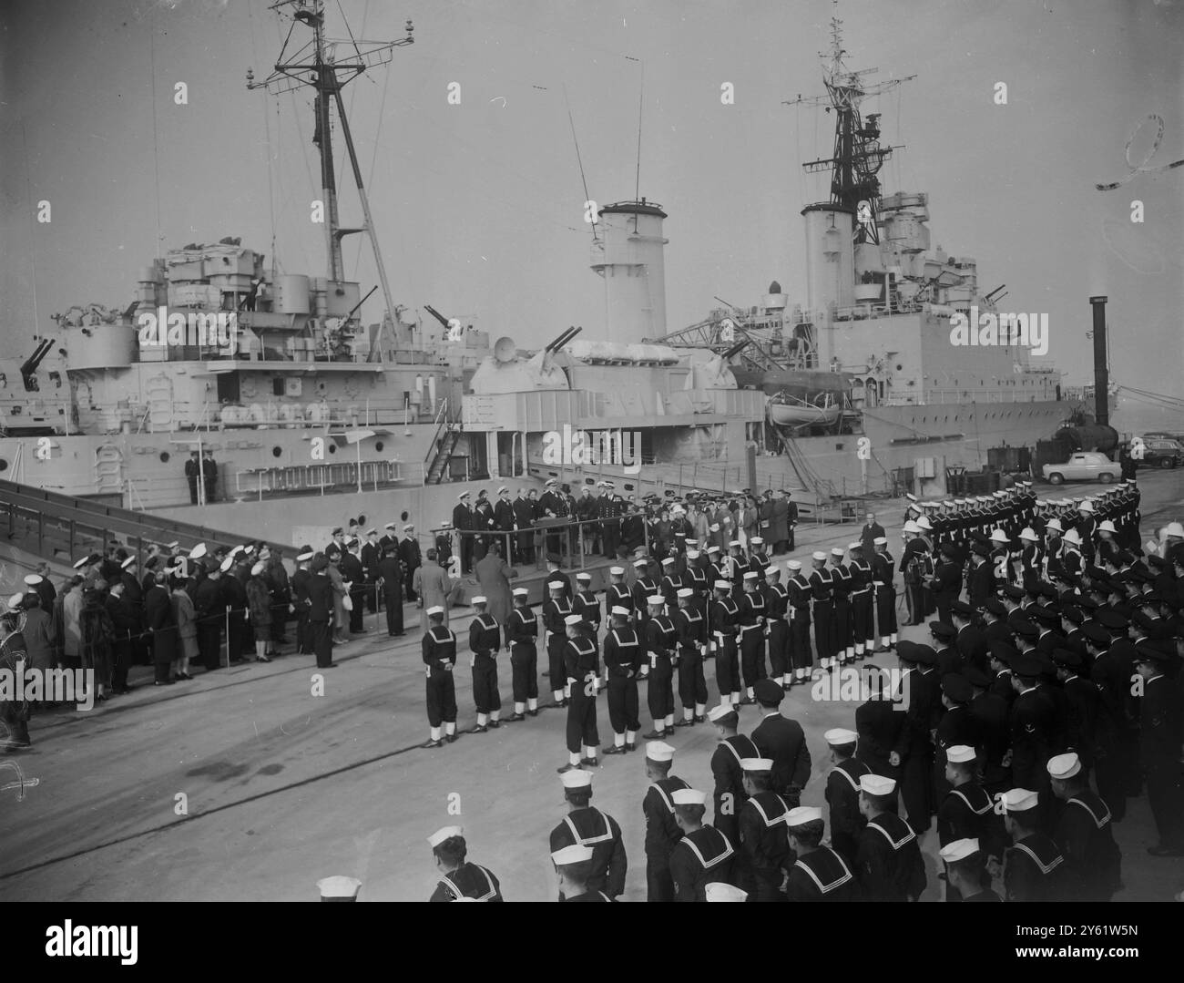 A GENERAL VIEW OF THE CEREMONY AS THE CRUISER CEYLON IS HANDED OVER TO ...
