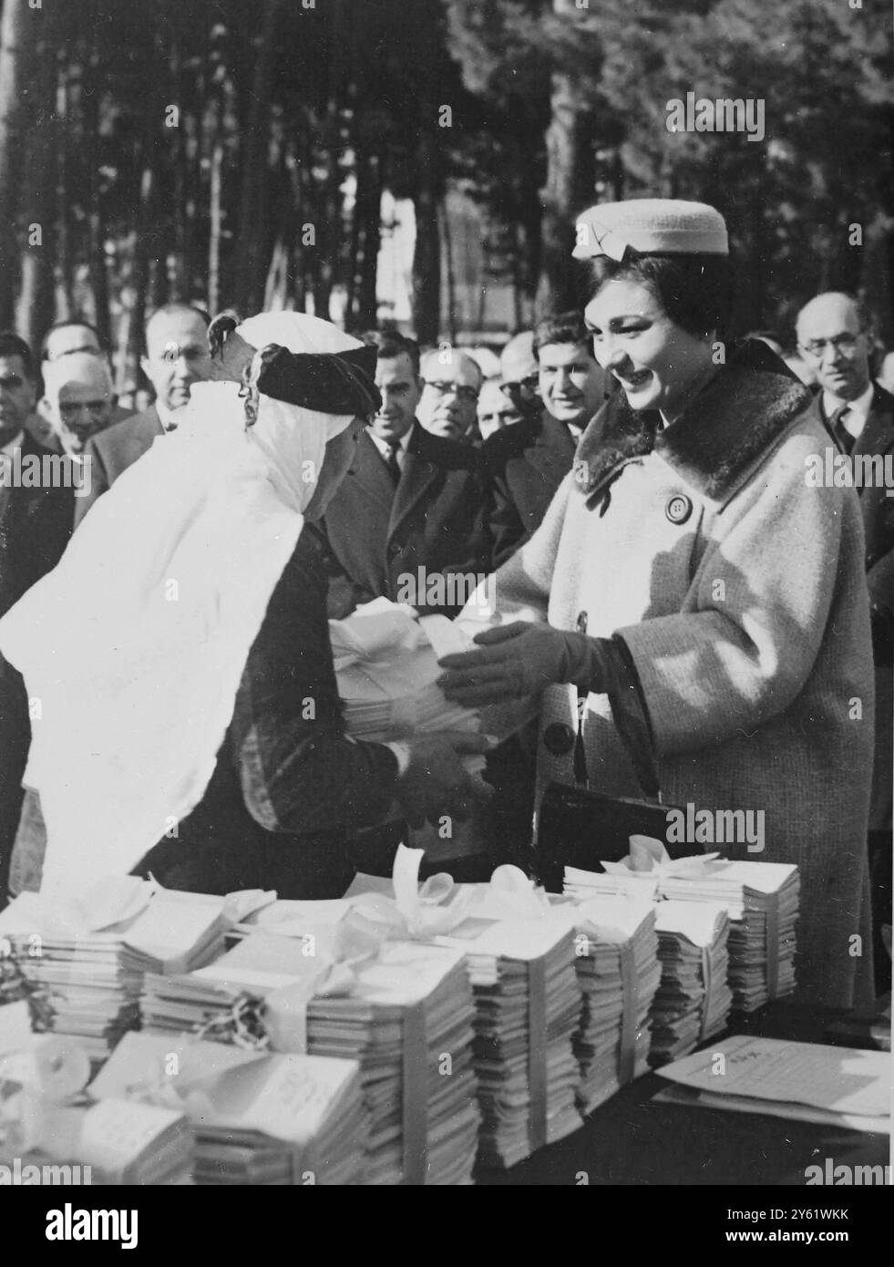 HANDING OVER THE LAND TO THE TENANTS CEREMONY QUEEN FARAH OF IRAN HANDS ...