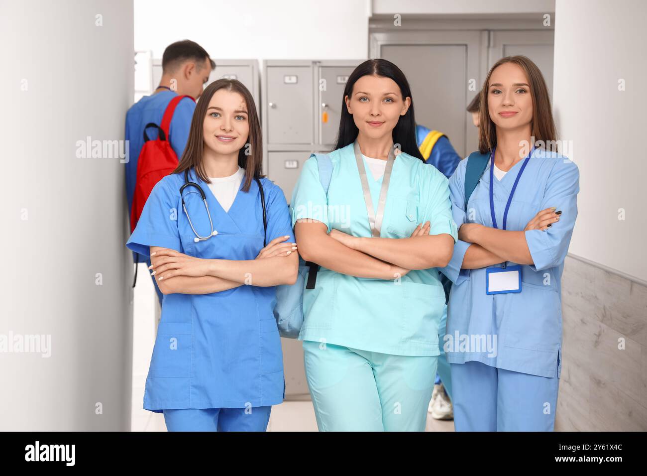 Female medical students at university hall Stock Photo - Alamy