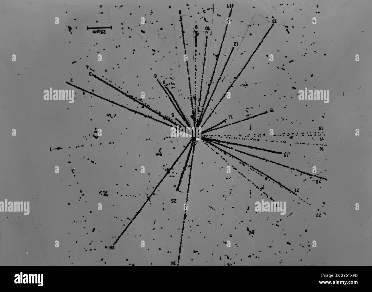 ATOMIC MICROPHOTOGRAPH OF DISINTEGRATION ATOM NUCLEUS 3 FEBRUARY 1960 ...