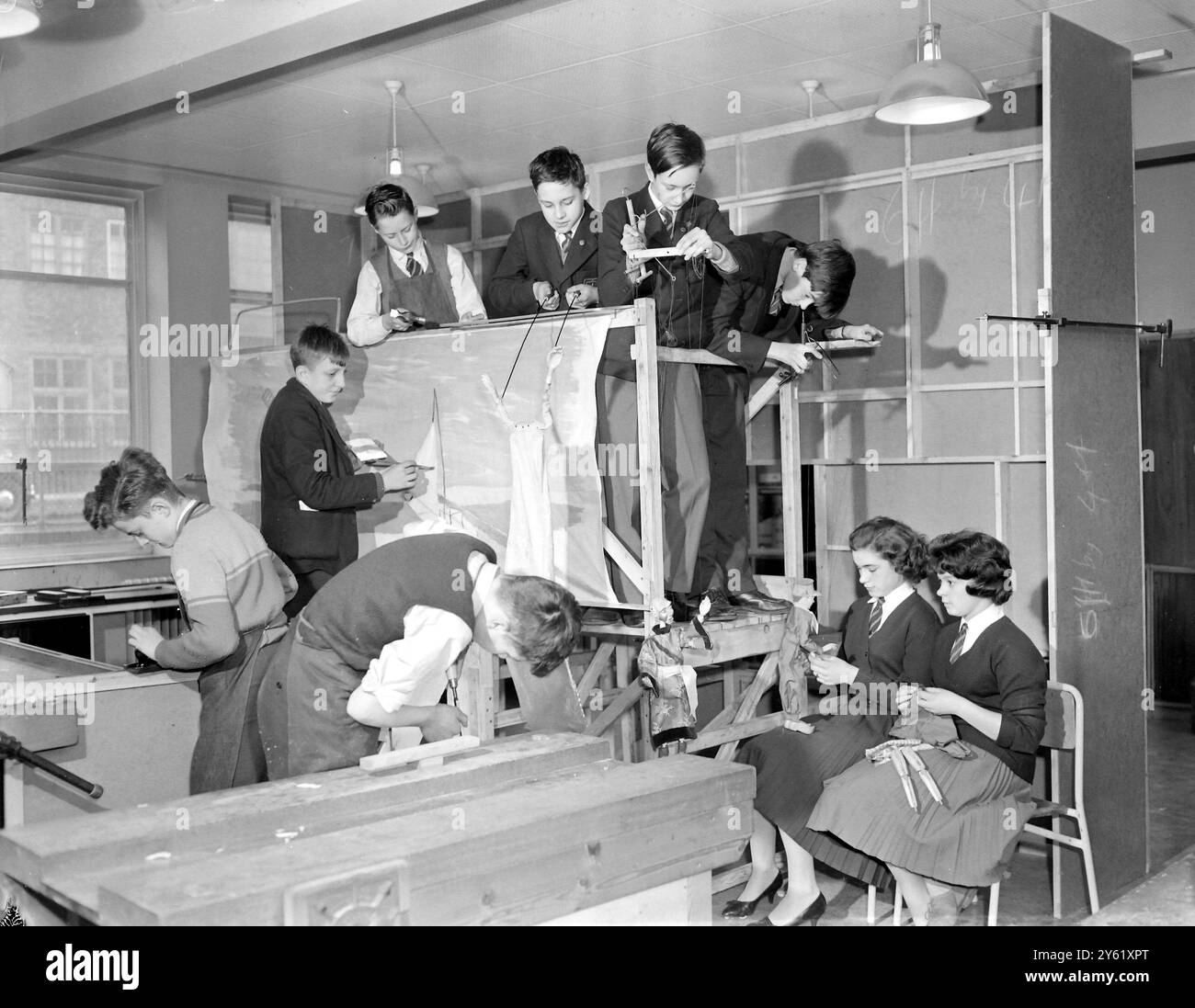 SCHOOL CHILDREN MAKE PUPPETS - - 3 FEBRUARY 1960 Stock Photo - Alamy