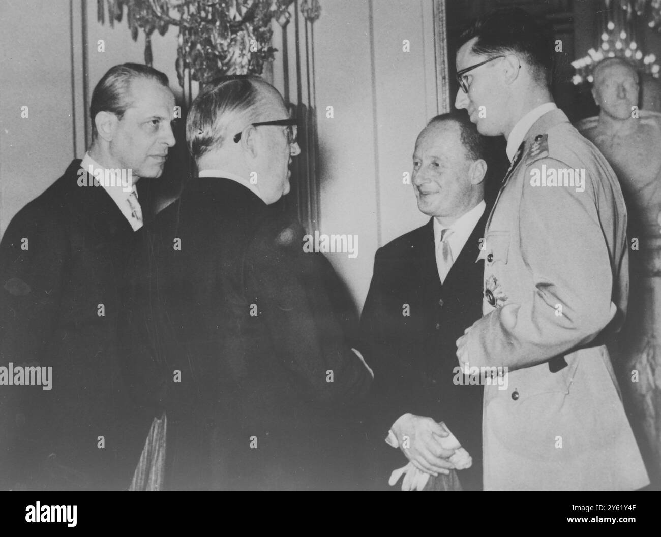 LEFT TO RIGHT : R FORMENTINI , WALTER HALLSTEIN AND ETIENNE HIRSCH AT A ...