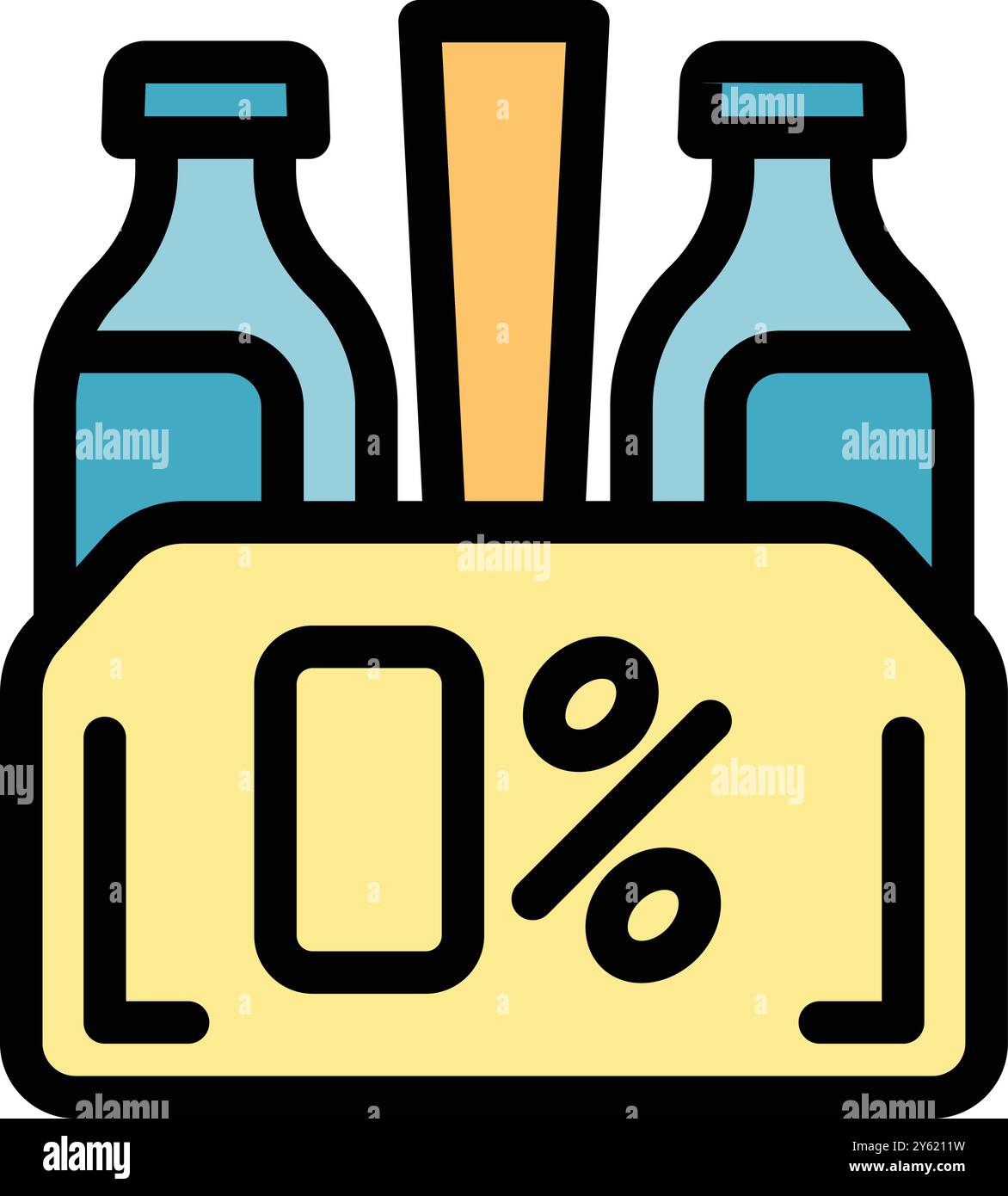 This icon represents zero percent fat free milk bottles in a cardboard ...