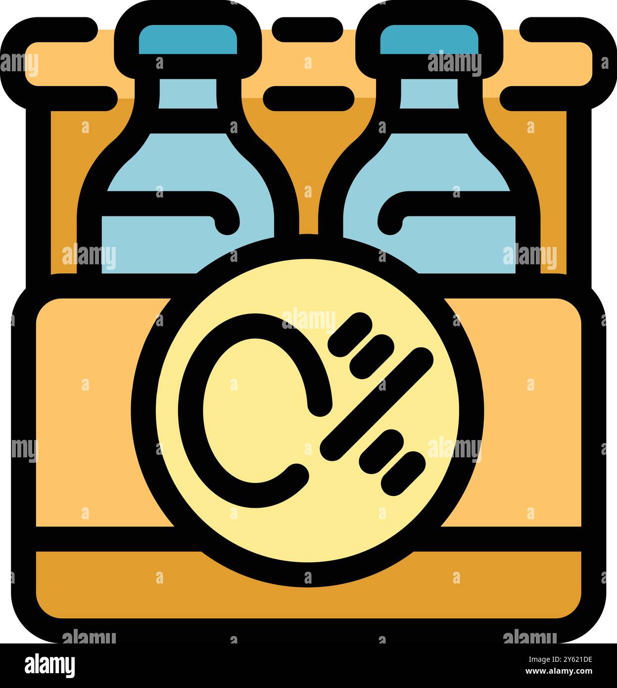 Carbonated drink bottles pack with zero percent sugar free icon thin ...