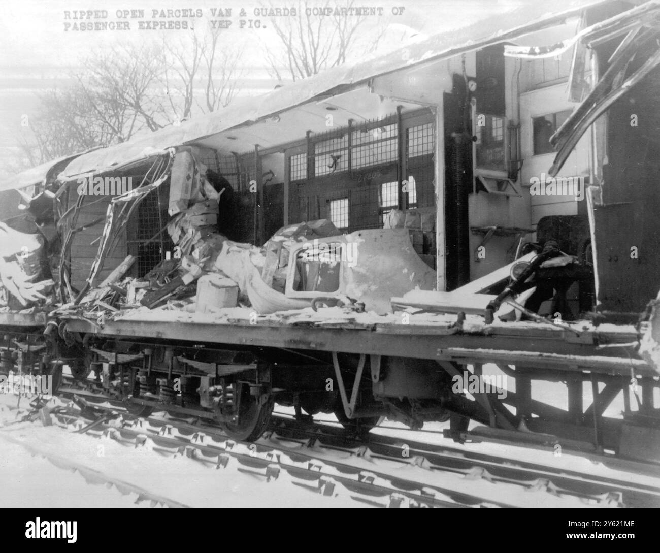 THE WRECKED COACH OF THE GLASGOW EXPRESS TRAIN WHICH CRASHED INTO A ...