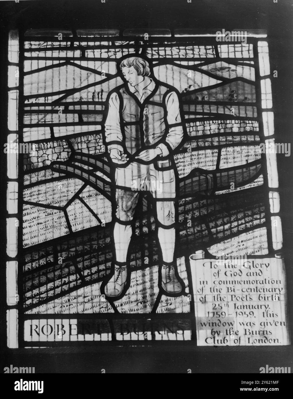 STAINED GLASS WINDOW DEPICTING ROBERT BURNS IN THE CHURCH OF SCOTLAND ...