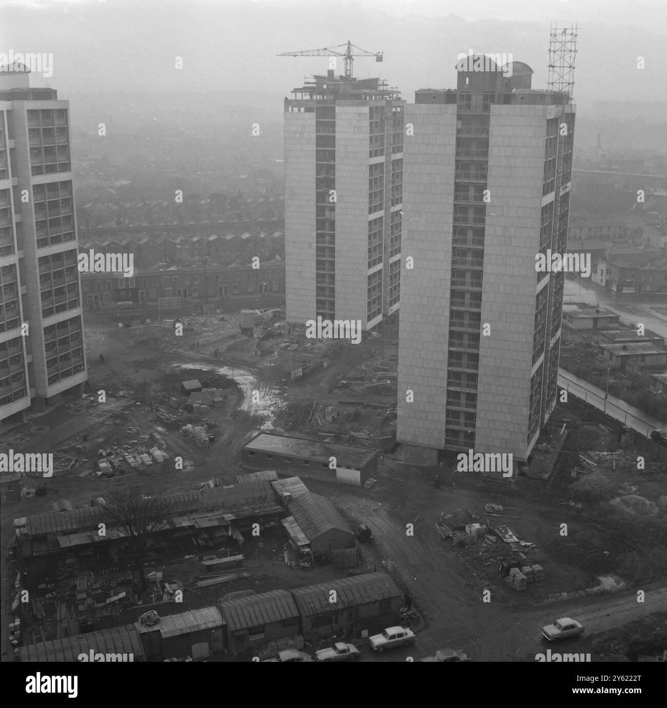 This view shows two of the near completed 18 storey tower blocks which ...