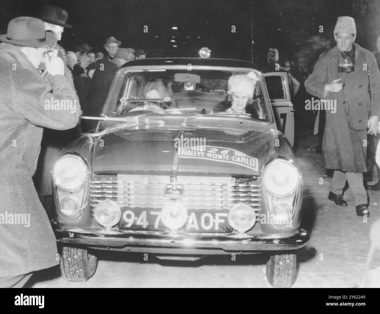 BRITISH DRIVERS PAT MOSS AND ANN WIDSOM IN THEIR AUSTIN CAR FOR MONTE ...
