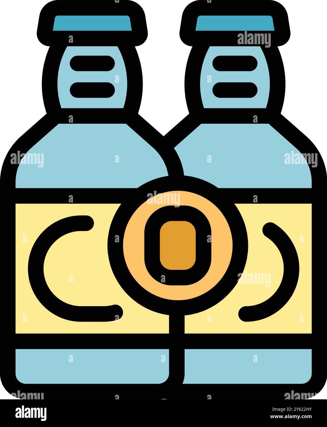 Two bottles of carbonated water standing next to each other, with a co2 ...