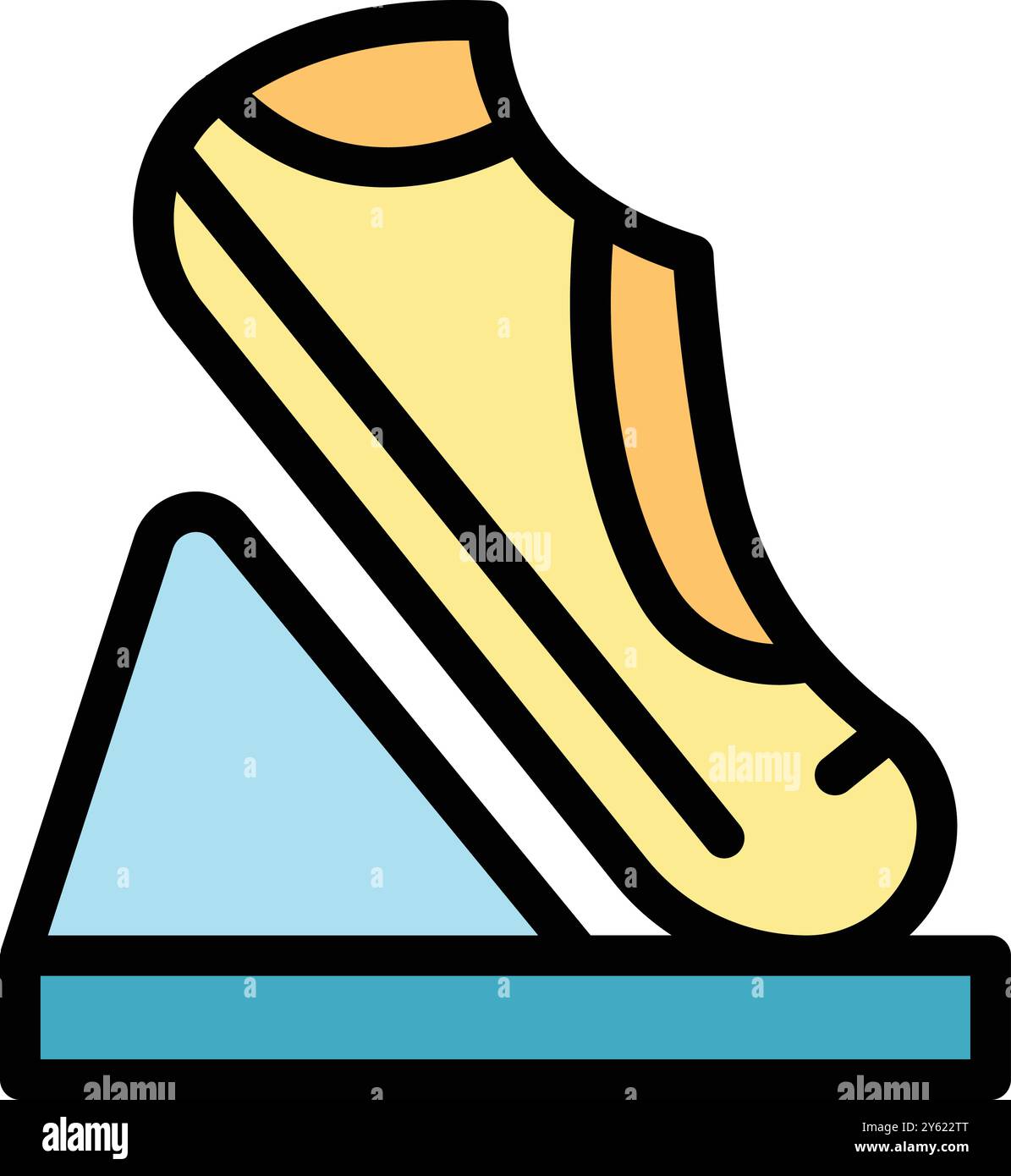 This vector icon features a gymnast's foot stepping onto a springboard ...