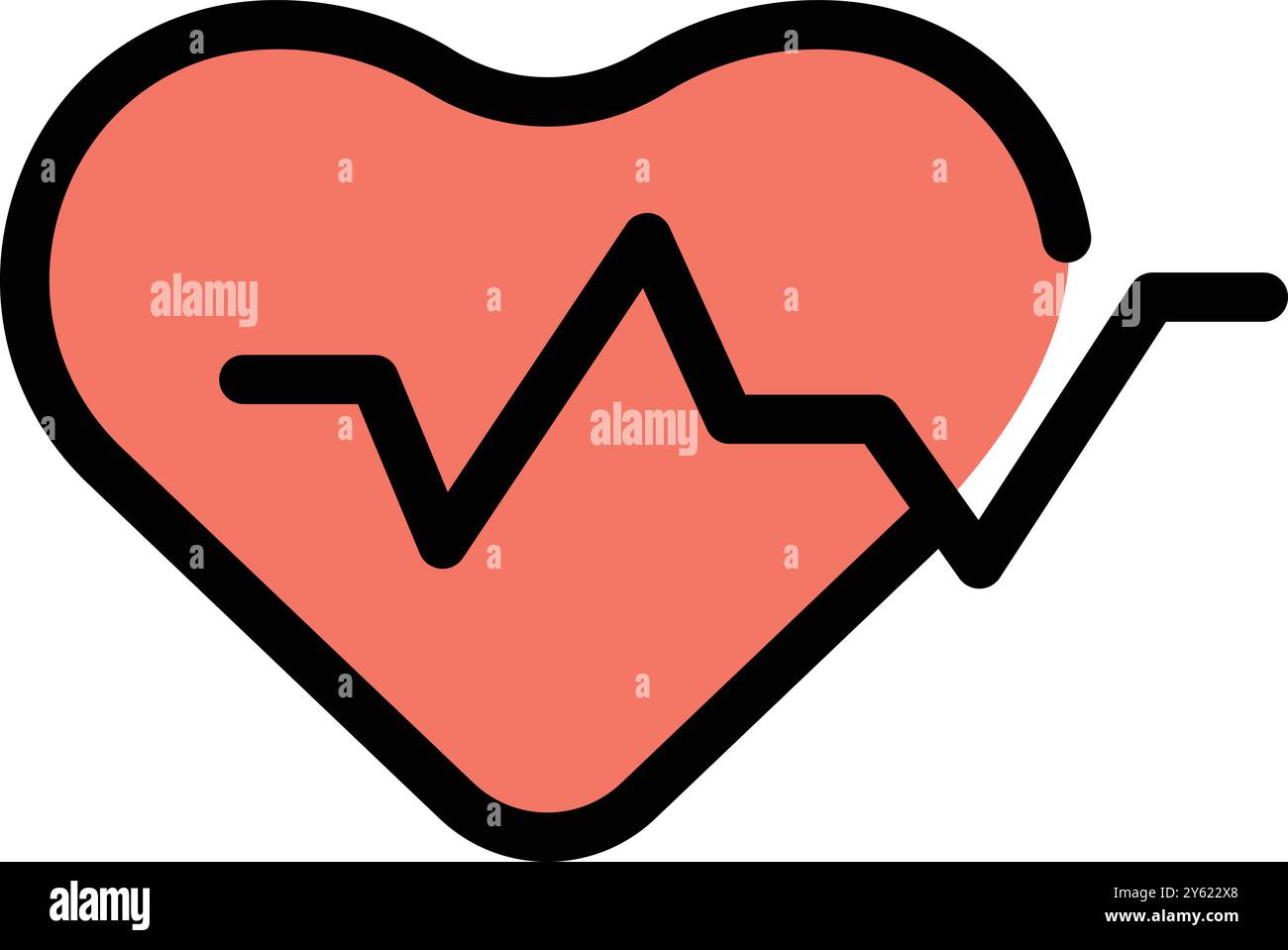 Simple red heart shape is showing the pulse rate with a black line on a ...