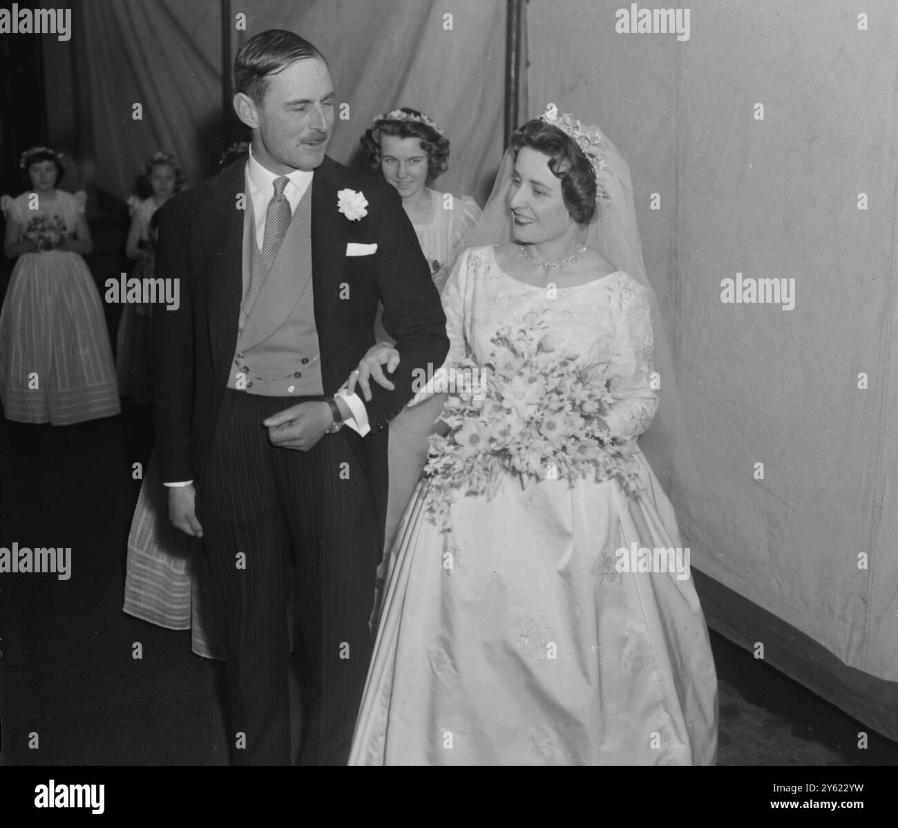 THE BRIDE AND GROOM FOR THE WEDDING OF DAVINA BOWES-LYON 14 JANUARY ...