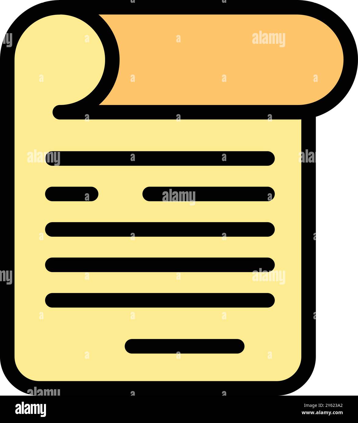 This simple vector illustration depicts a paper scroll, representing a ...