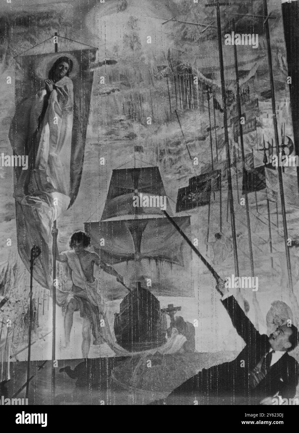 ARTIST SALVADOR DALI POSES BY HIS LATEST PIECE OF ART 12 JANUARY 1960 ...