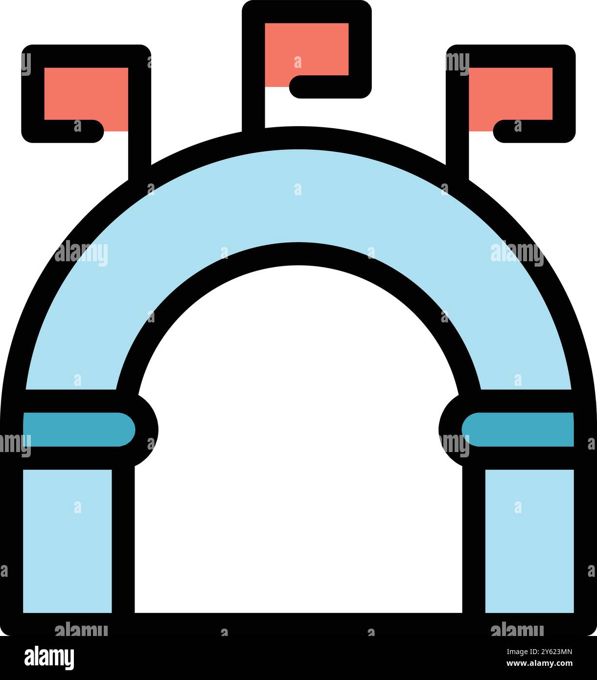 Inflatable tunnel with flags leading to festival entrance Stock Vector ...
