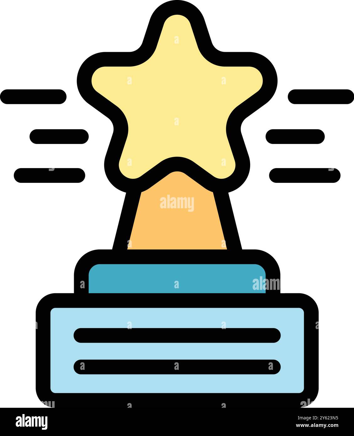 Golden star trophy award is being presented to the winner with motion ...