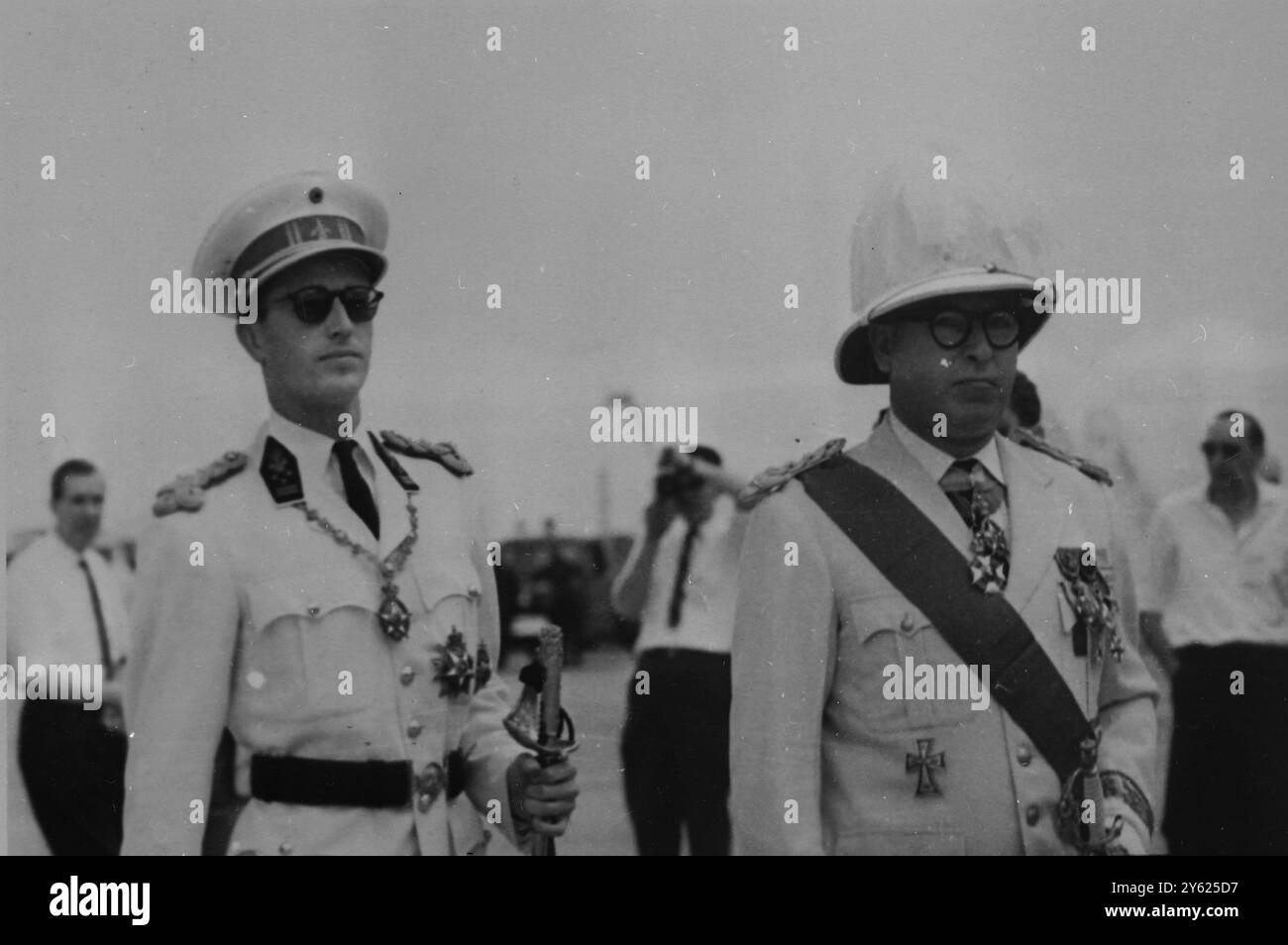 KING BAUDOUIN AND GOVERNOR-GENERAL DR HENRI CORNELIS ARRIVE AT ...