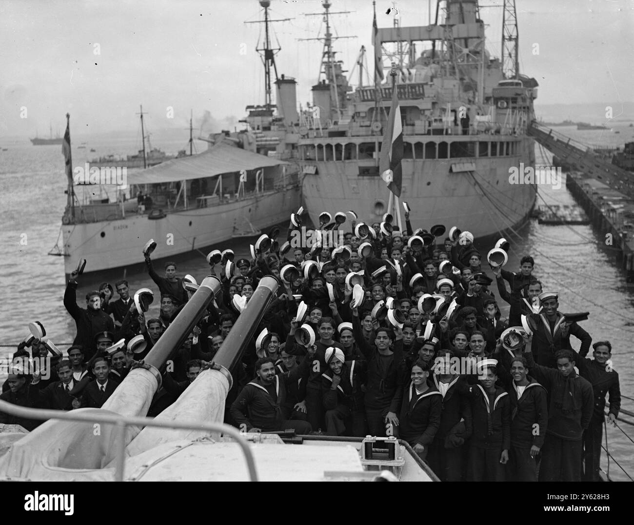 Indian naval officers and ratings who are to take over the cruiser H.M ...