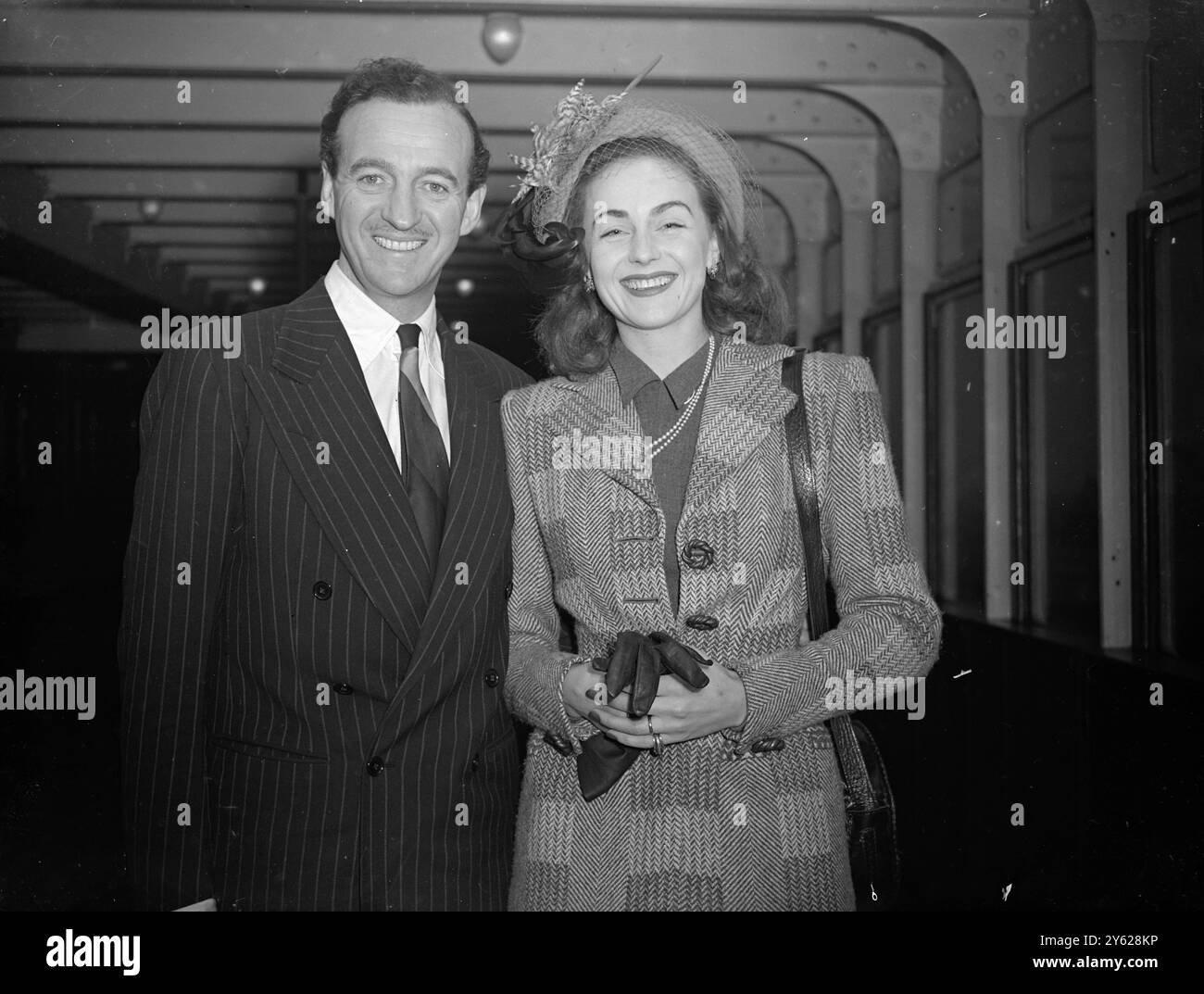 English actor David Niven with his wife Hjördis Paulina Tersmeden (née Genberg). 17 January 1948 ...