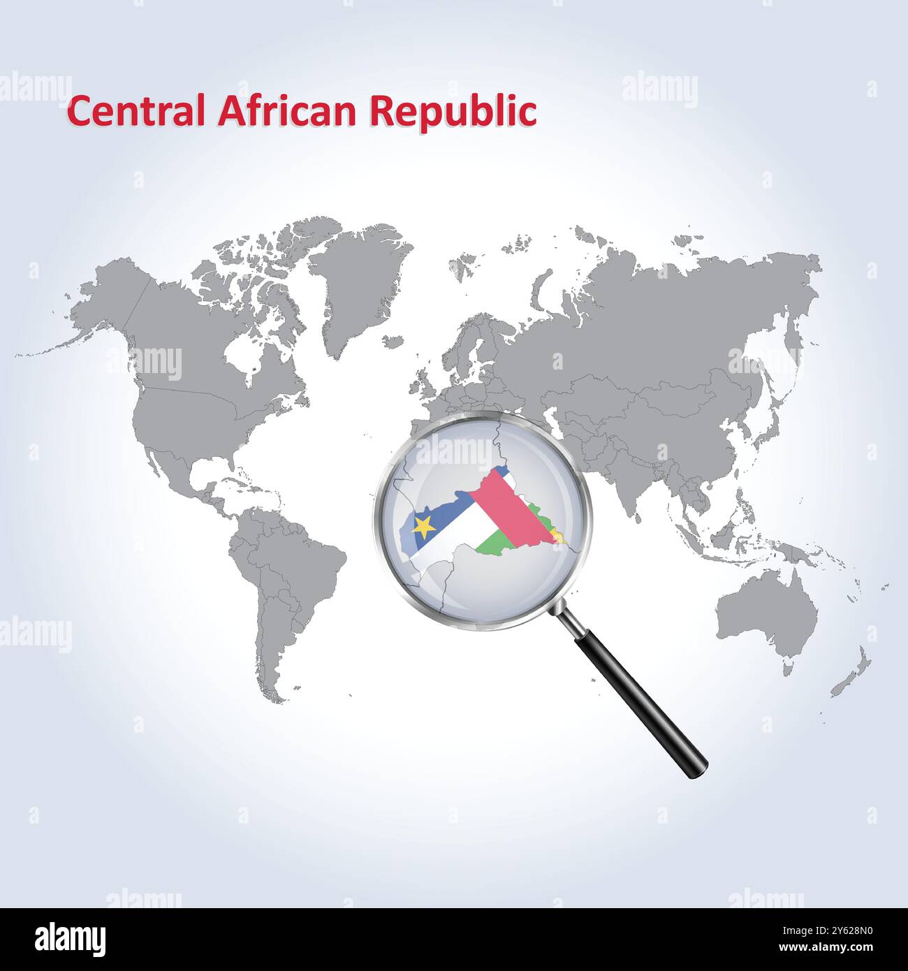 Central African Republic Magnified Map and Flag, Vector Art Stock ...