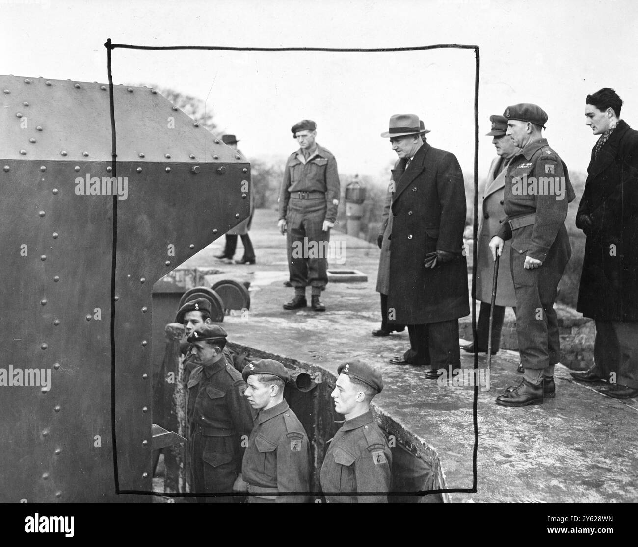 The Rt. Hon. Emanuel Shinwell, Minister for War, accompanied by Lieut ...