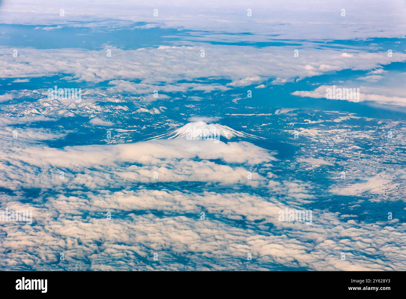 Aerial view of the stratovolcano Mount Iwate in northern Honshu, Japan at sunrise Stock Photo ...