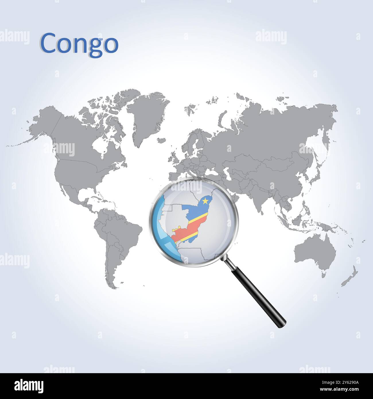 Congo Magnified Map and Flag, Congo Enlargement Maps, Vector Art Stock ...