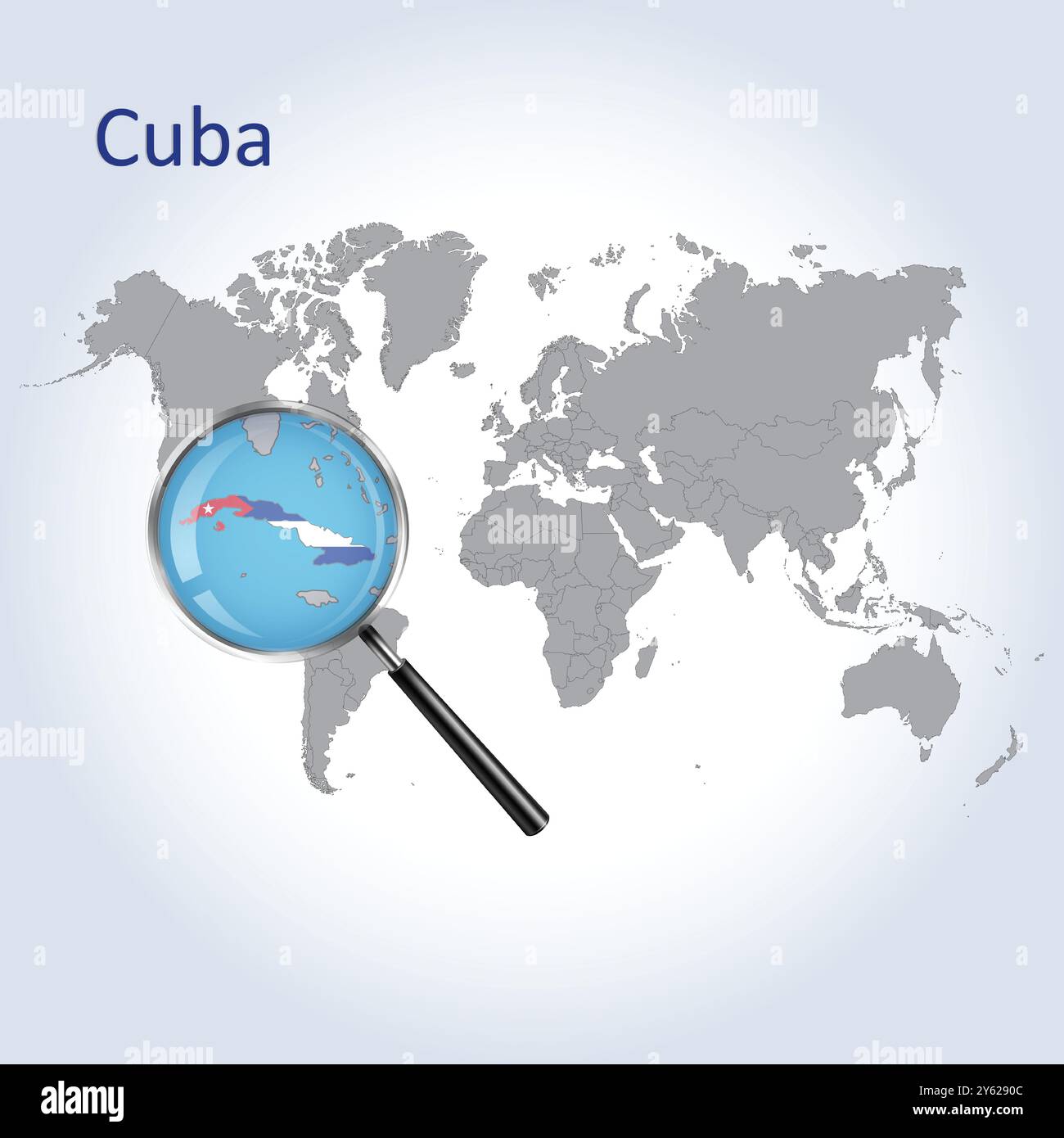 Cuba Magnified Map and Flag, Cuba Enlargement Maps, Vector Art Stock ...