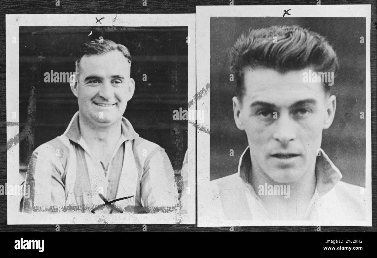 Fred Hall, centre half (left) and R. Scotson, right half of the ...
