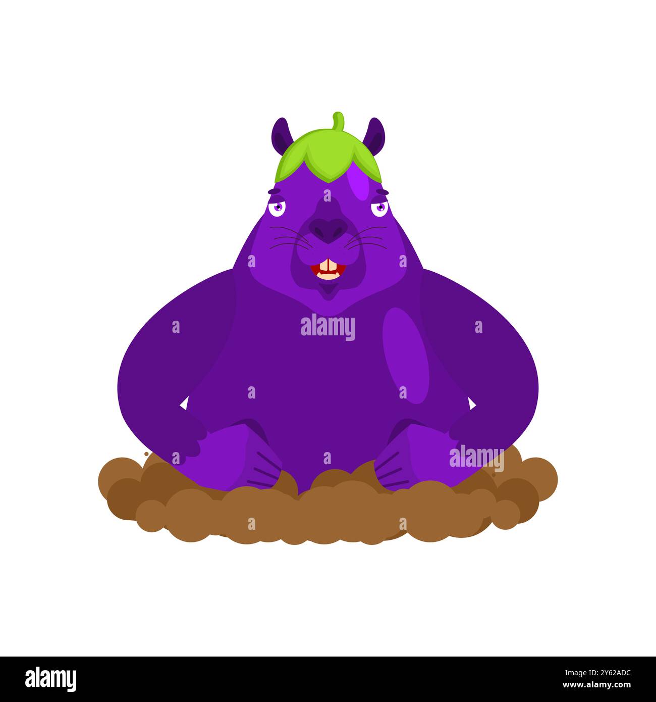 Capybara eggplant. Rodent purple vegetable. Cartoon character animal ...